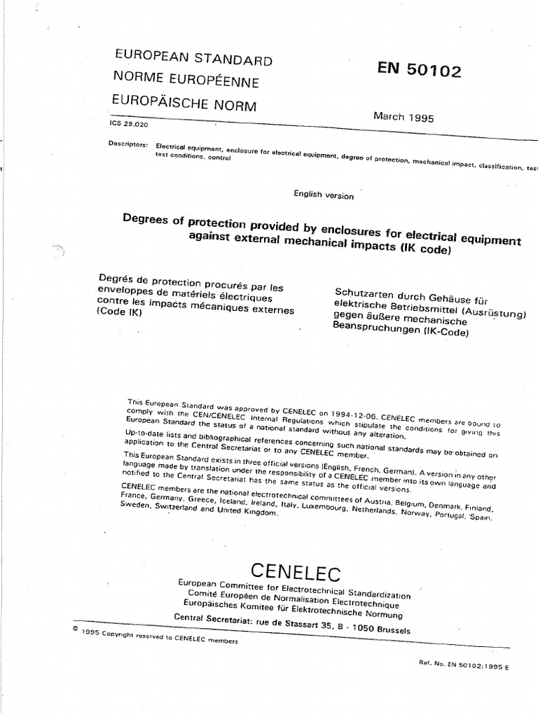 050102-00 EN (1995) - Graus de Protecção Contra Impactos Mecânicos ...