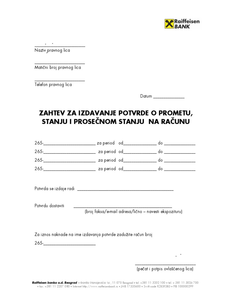 Zahtev Za Izdavanje Potvrde o Prometu, Stanju 11 - CM | PDF