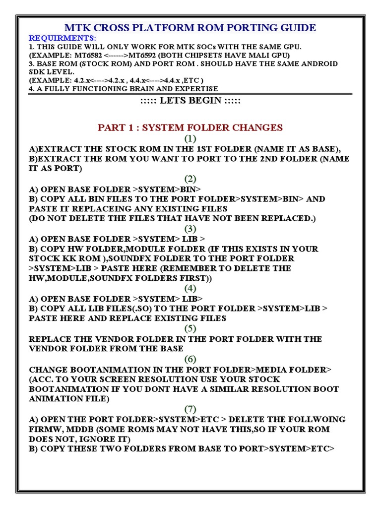 Guide MTK Cross Port Platform Rom | PDF