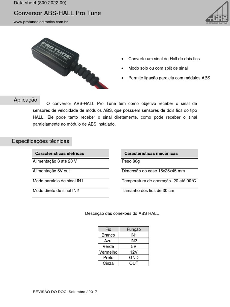 PROTUNE - DATASHEET - Conversor ABS HALL - 1 | PDF