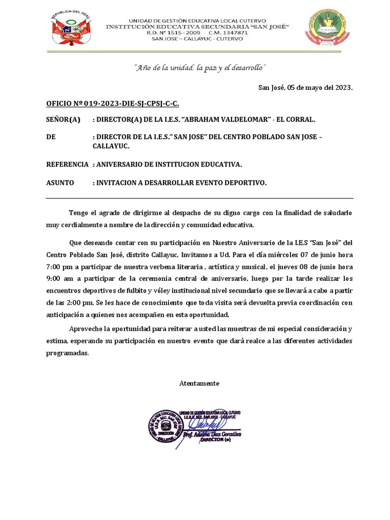 Oficio de Invitacion | PDF