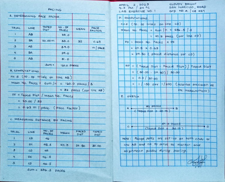 Lab 1 Pacing Surveying | PDF Lab 1 Pacing Surveying | PDF