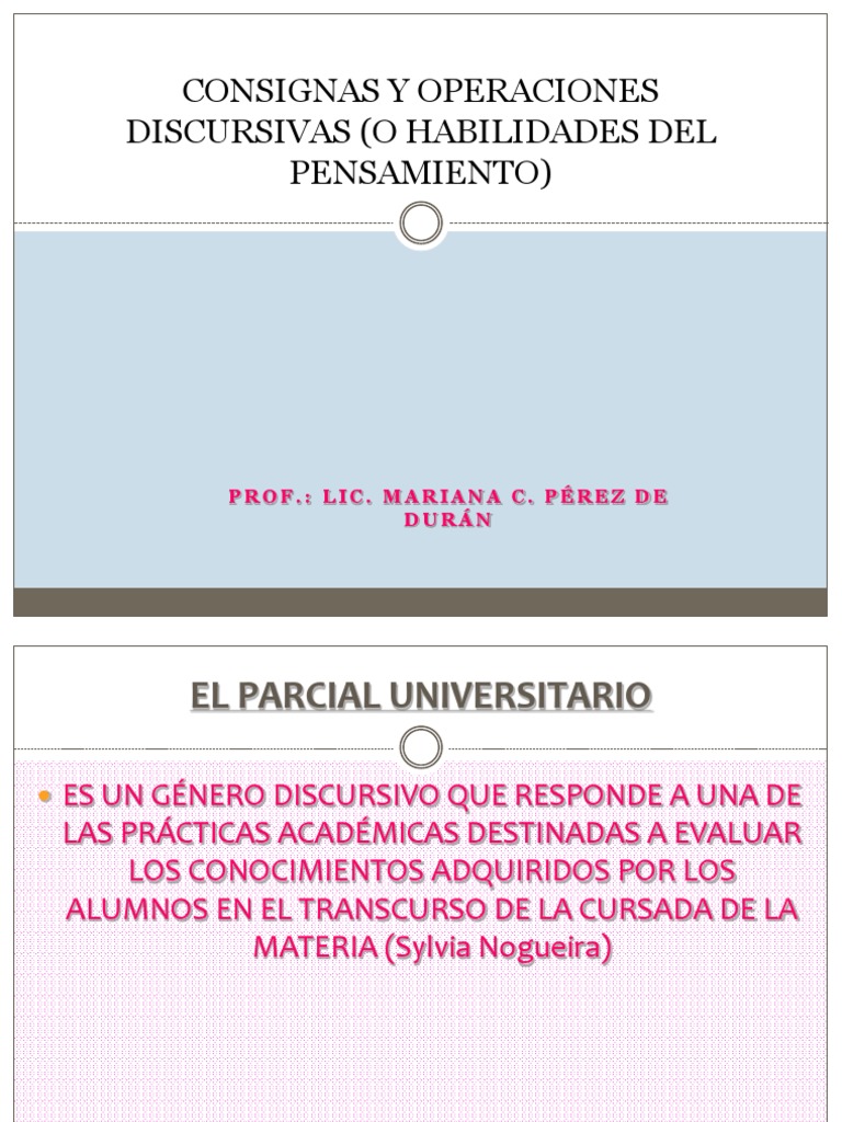 Operaciones Discursivas o Habilidades Del Pensamiento | PDF