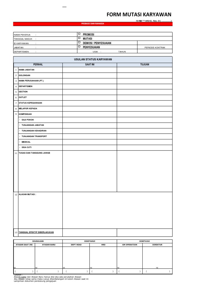 Form Mutasi | PDF