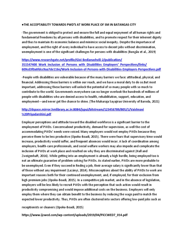 RRL 1 | Download Free PDF | Disability | Employment