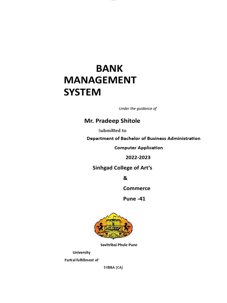 bank management system report done | PDF | Banks | Programming