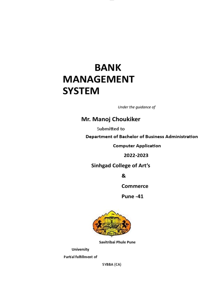 Bank Management System Project Report | PDF | Banks | Bank Account