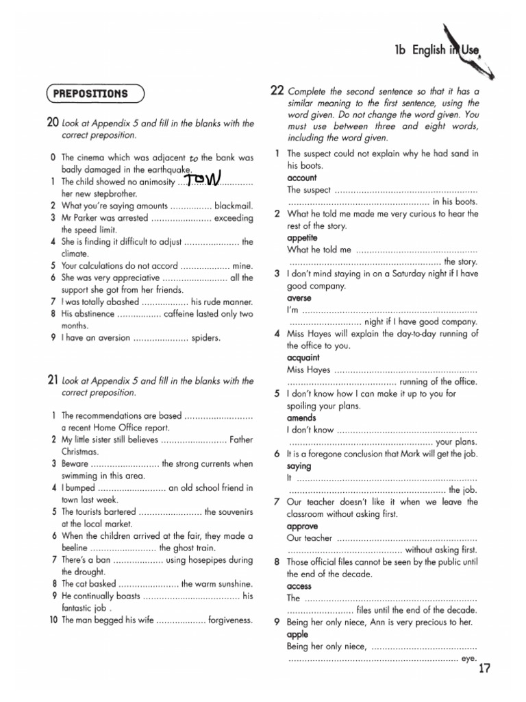 Maria, HW, Prepositions, Unit 1 | PDF
