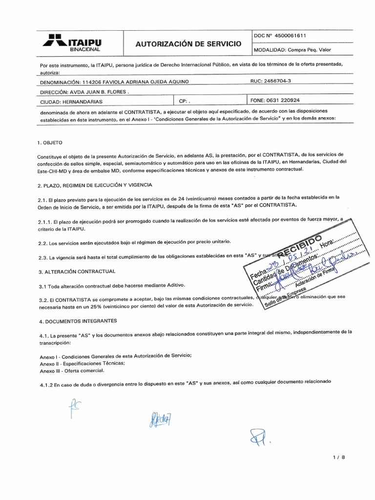 Autorización de Servicio | PDF