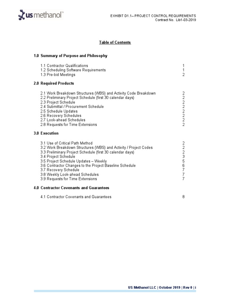 D1.1 - Project Control Requirements | PDF | General Contractor