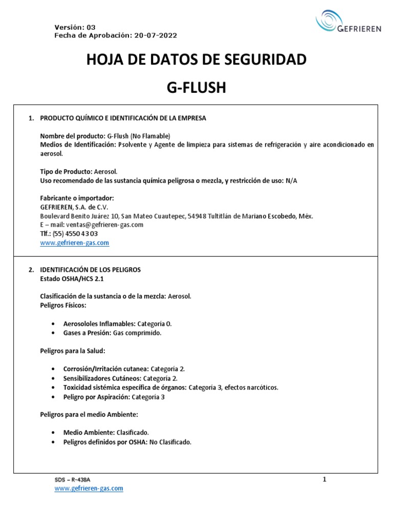 HS G Flush | PDF | Agua | Líquidos