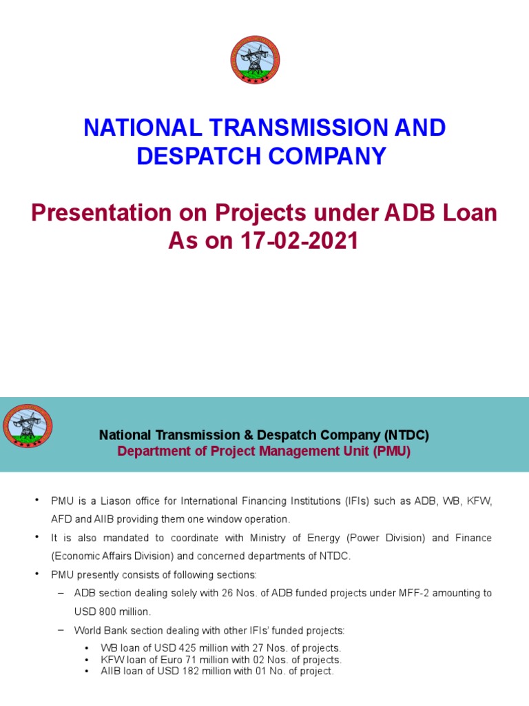 ADB Loan Projects Overview for NTDC | PDF | Finance & Money Management ...