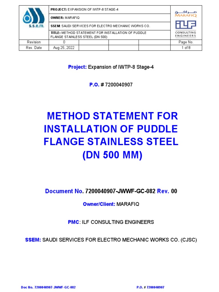 Puddle Flange Installation Method Statement | PDF