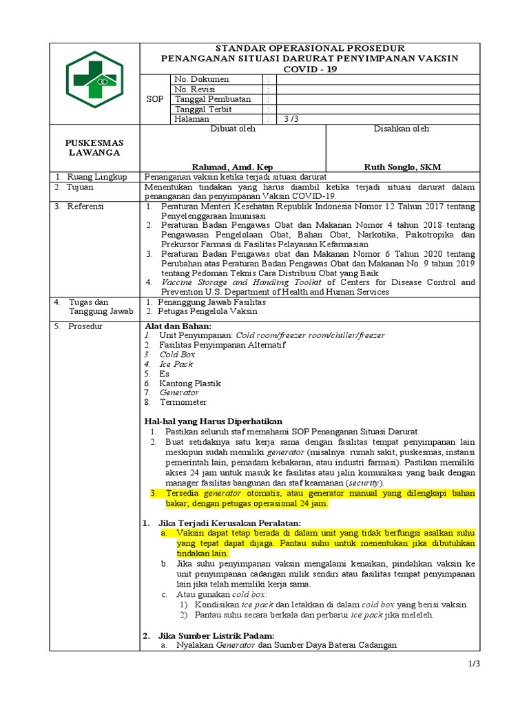 SOP Penanganan Situasi Darurat | PDF | Teknologi & Rekayasa