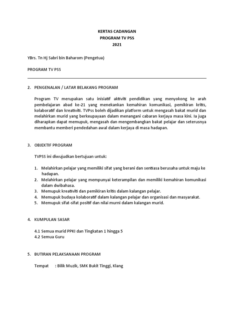 KERTAS KERJA TVPSS | PDF