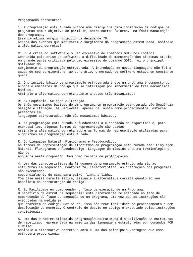 Programação Estruturada | PDF | Linguagem de programação | Programação ...