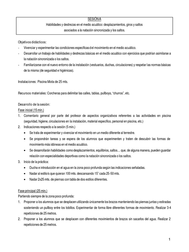 Sesión A | PDF | Nadando | Codo