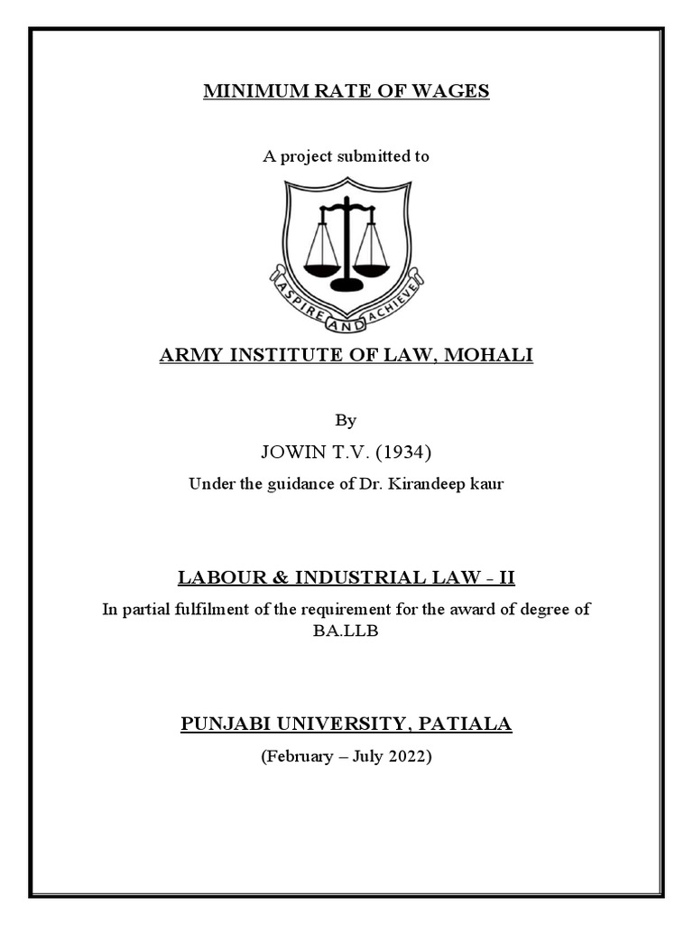 Labour II - Jowin T V | PDF | Finance & Money Management | Social Science