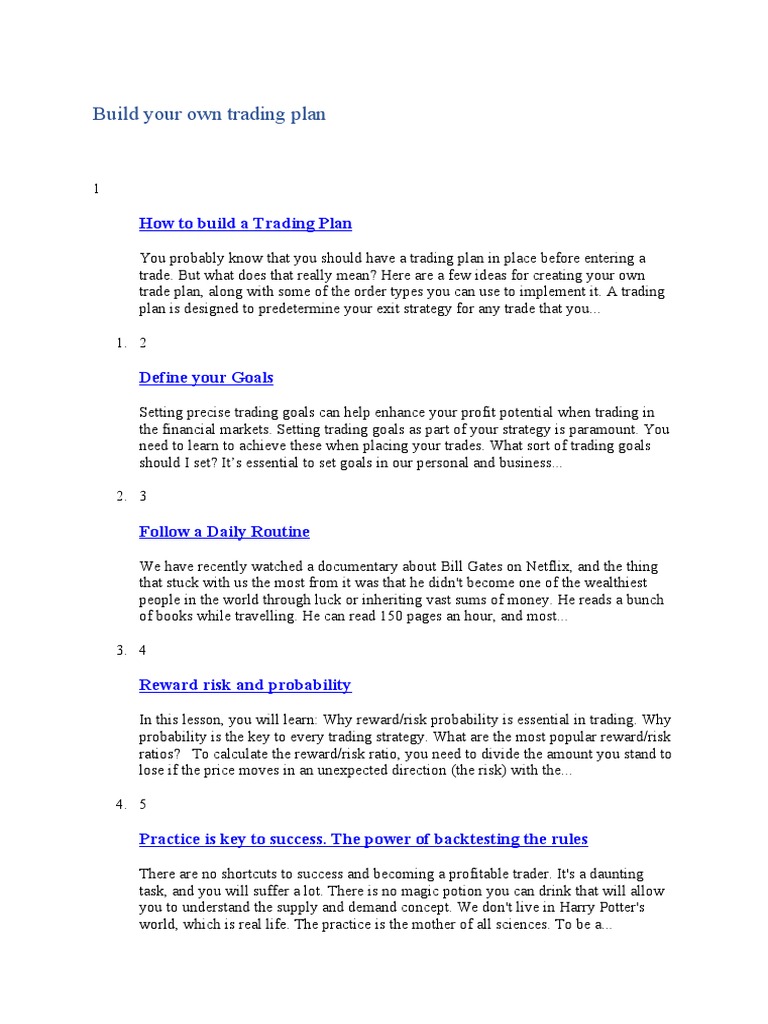 Build Your Own Trading Plan Pdf 