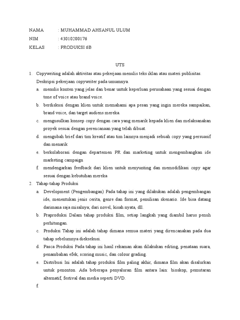 Muhammad Ahsanul Ulum 176 Produksi | PDF