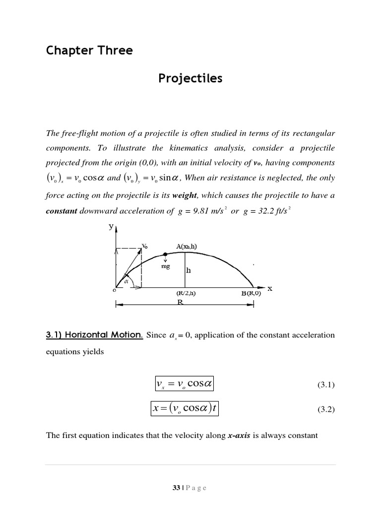 3 - Chapter Three - Projectiles | PDF | Projectiles | Mechanics