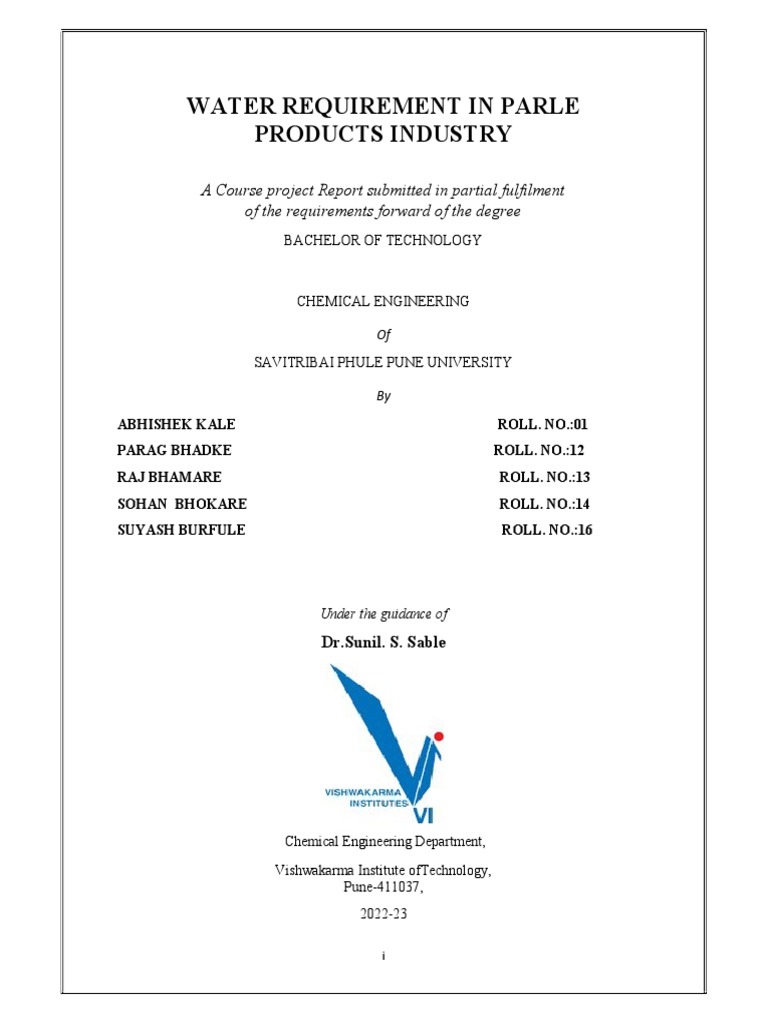 Water Needs in Parle Industry | PDF | Water | Water Conservation