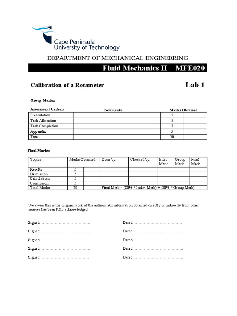 Calibration of A Rotameter | PDF | Buoyancy | Discharge (Hydrology)