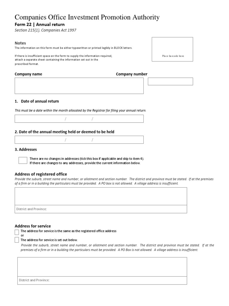 Annual Return Form 22 1 | PDF | Business