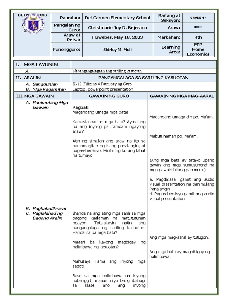DLP Epp Home Econ | PDF
