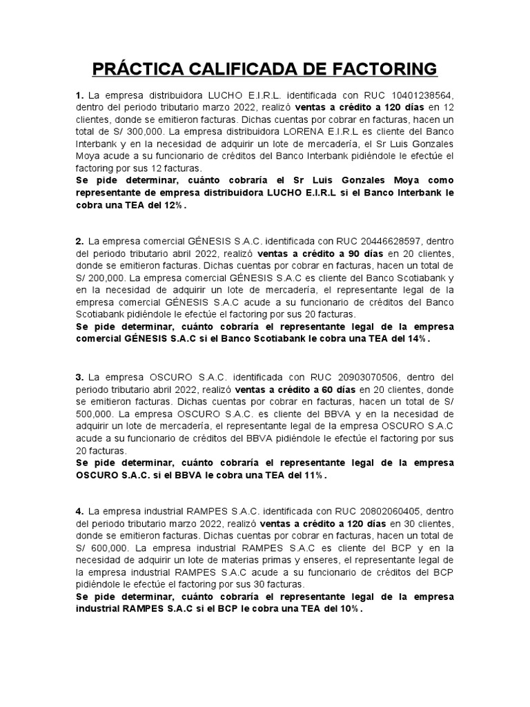 Práctica de Factoring | PDF