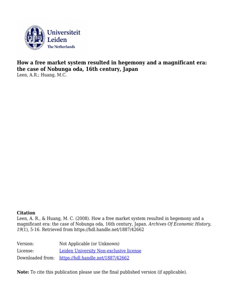 A. R. Leen and M. C. Huang - How A Free Market System Resulted in ... A. R. Leen and M. C. Huang - How A Free Market System Resulted in ...
