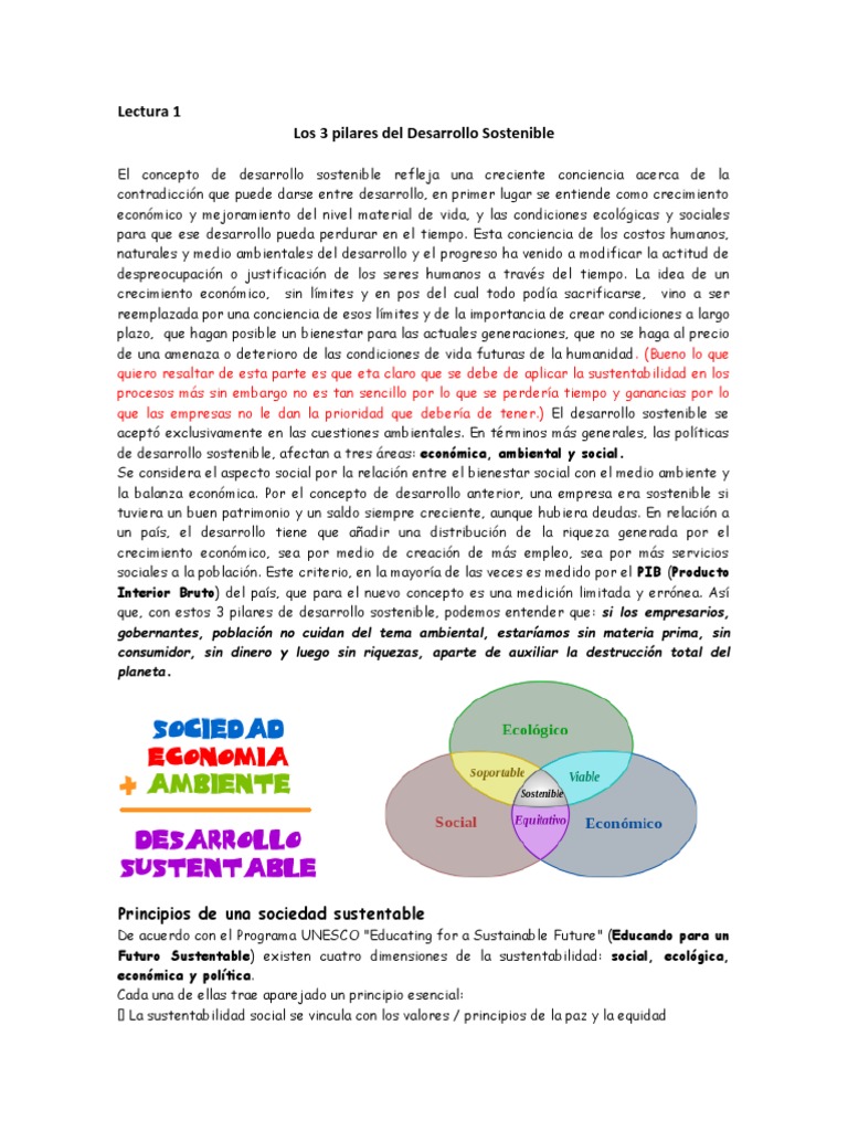 Los tres pilares del desarrollo sostenible y cómo lograr una sociedad más sustentable | PDF ...