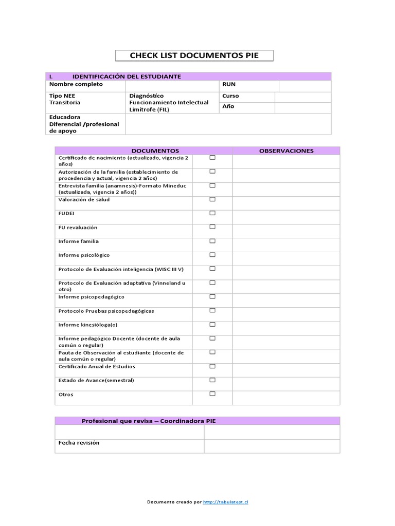Check List FIL | PDF