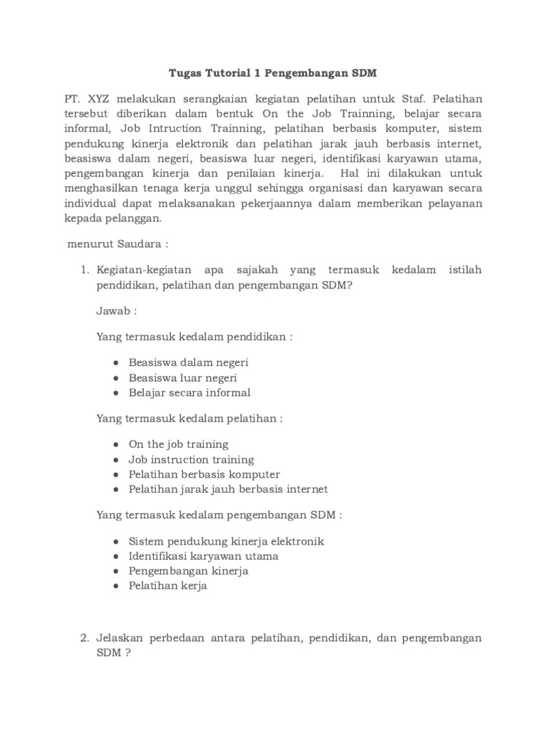 Tugas Tutorial 1 Pengembangan SDM | PDF | Karier & Perkembangan | Bisnis