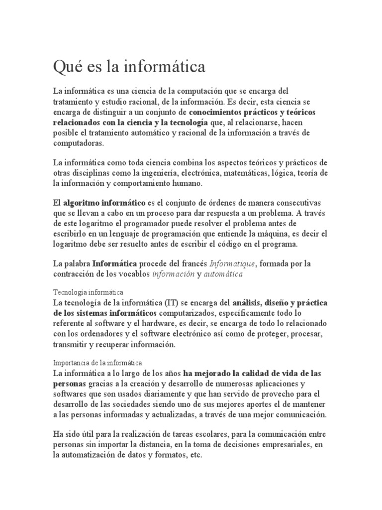 Qué Es La Informatica | PDF | Ciencias de la Computación | Virus de computadora