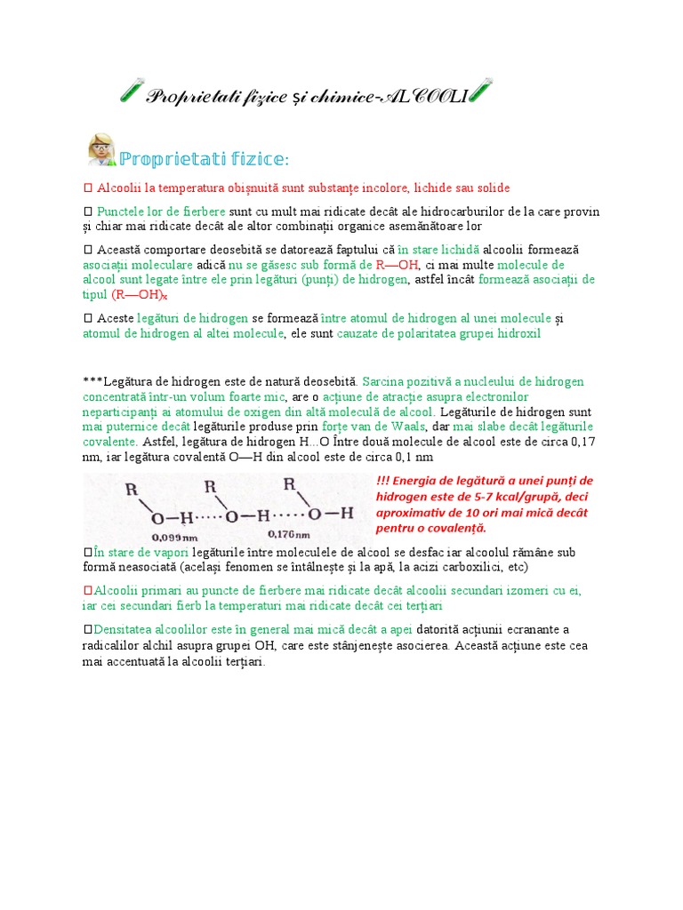 Proprietati Fizice Si Chimice Alcooli | PDF