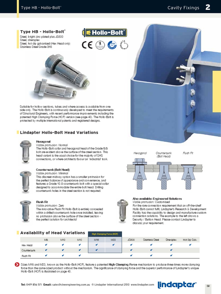 Hollo Bolt Technical DataUpdated | PDF