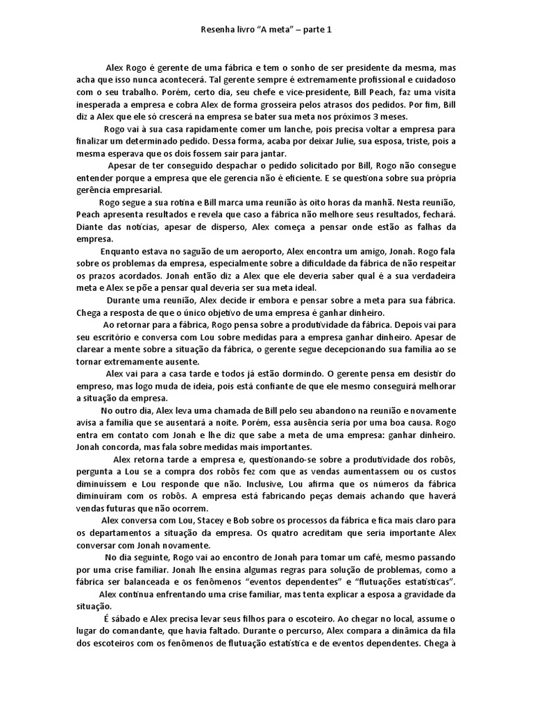 Resenha Do Livro - A Meta | PDF