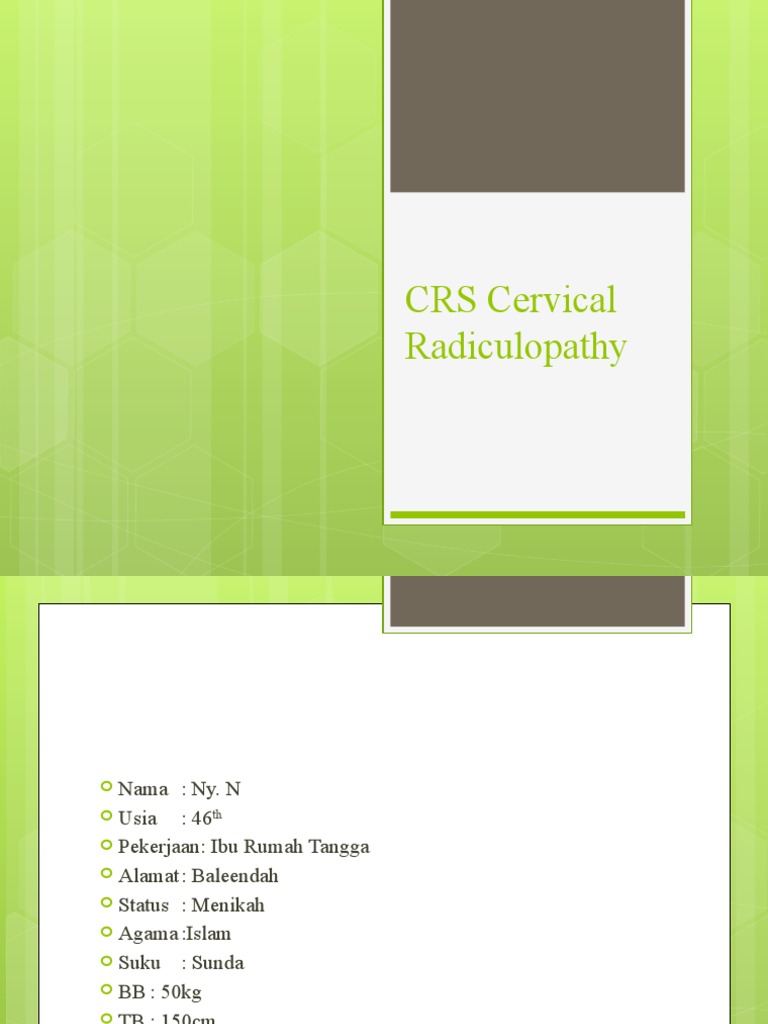 CRS Cervical Radiculopathy | PDF | Anatomical Terms Of Motion | Arm