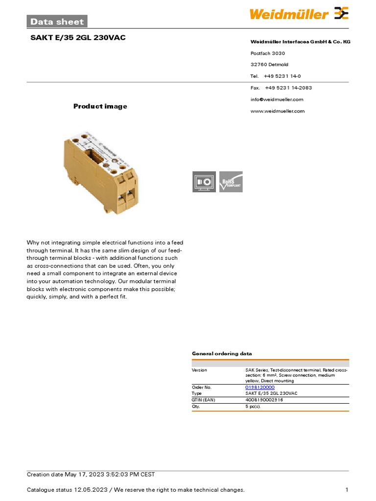 SAKT E 35 2GL 230VAC en | PDF