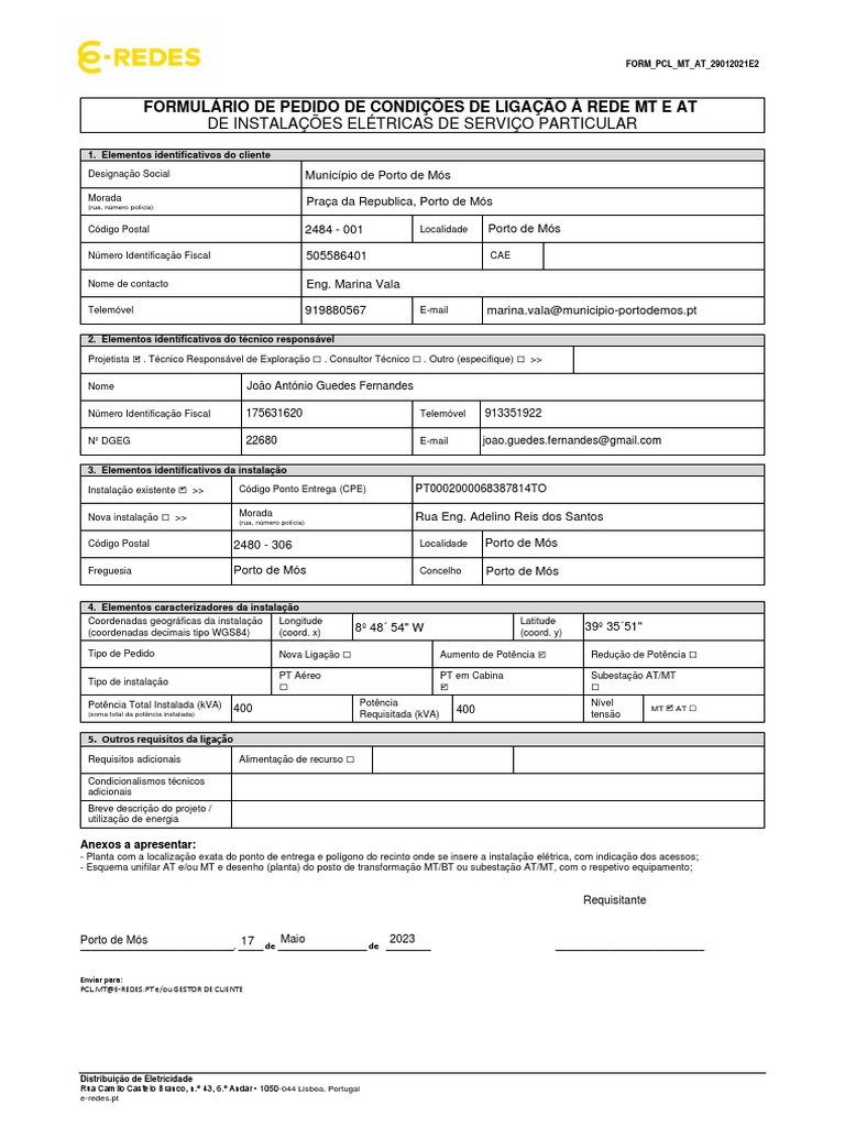 Form PCL MT at Ed2 E-Redes | PDF | Privacidade de informações