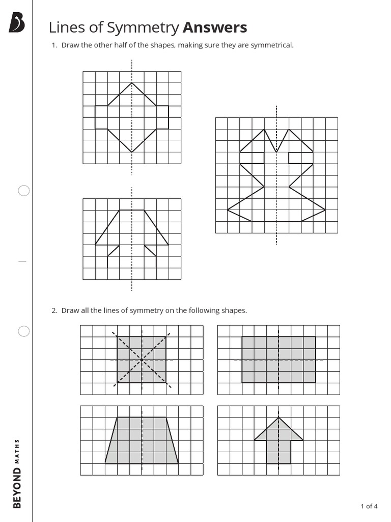 Lines of Symmetry (Answers) | PDF