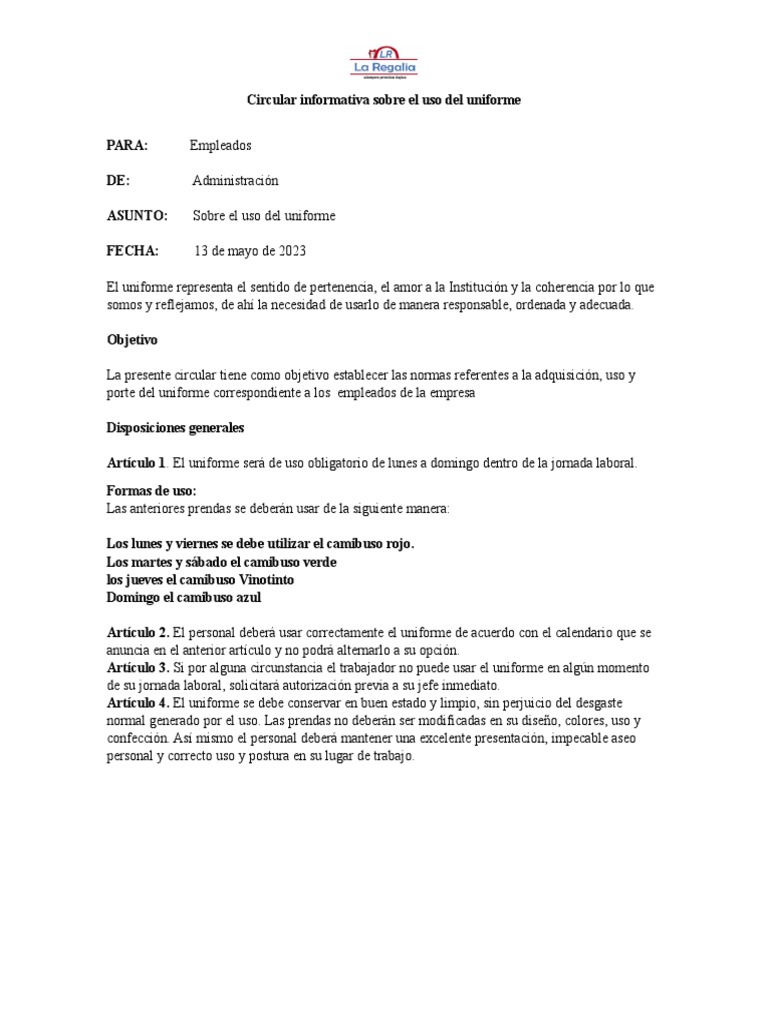 Circular Uniformes | PDF