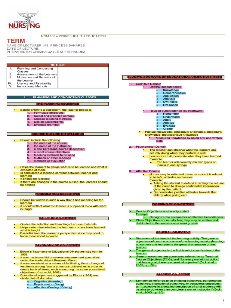 NCM 102 - Health Education | PDF