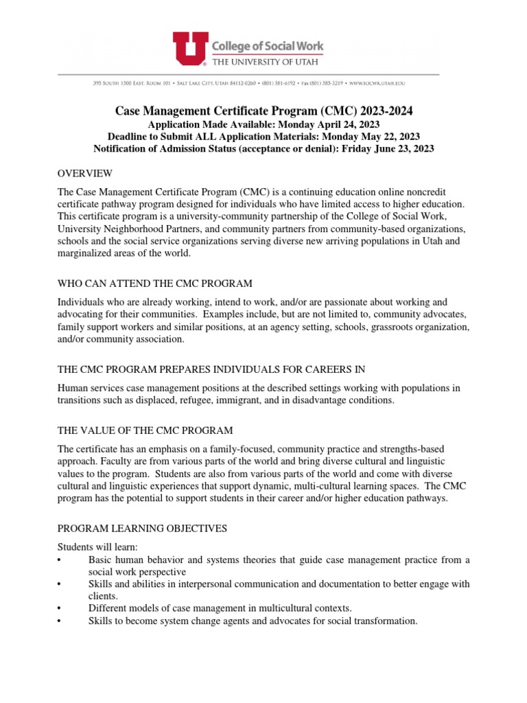 CM Program Description 2023 2024 | PDF | Community | Communication