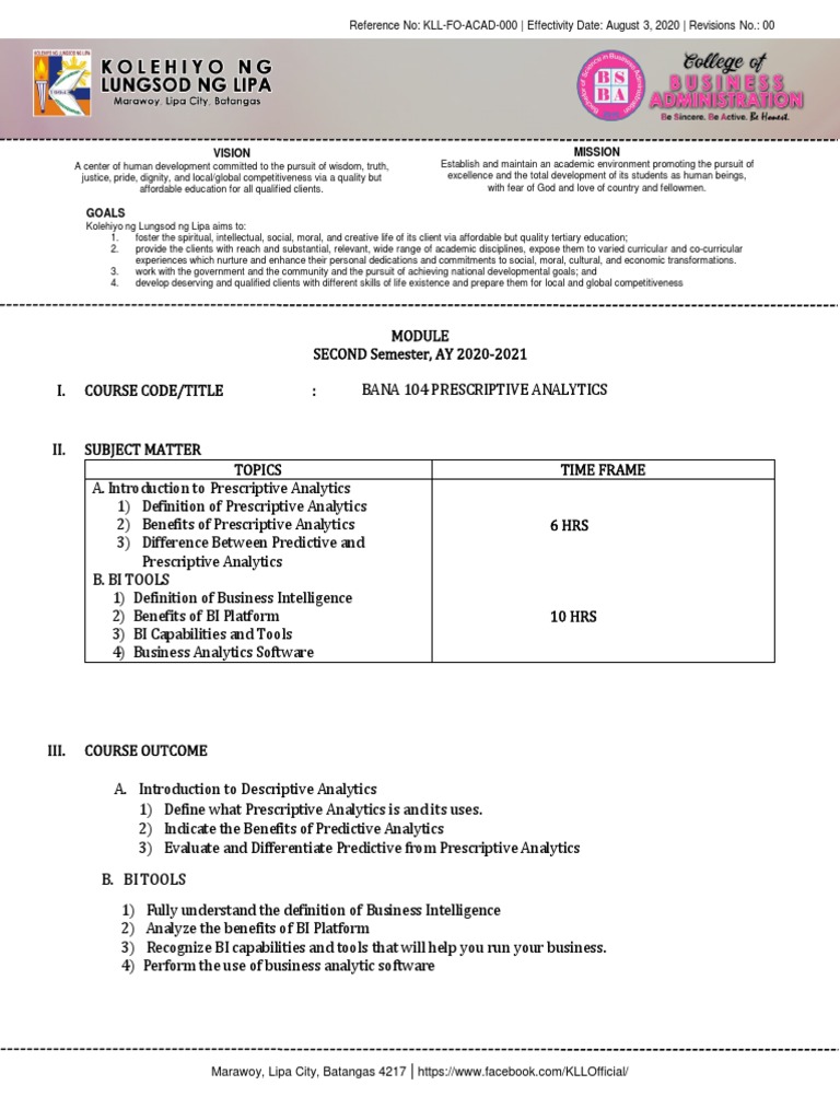 Prescriptive Analytics Course Guide | PDF | Business Intelligence | Analytics