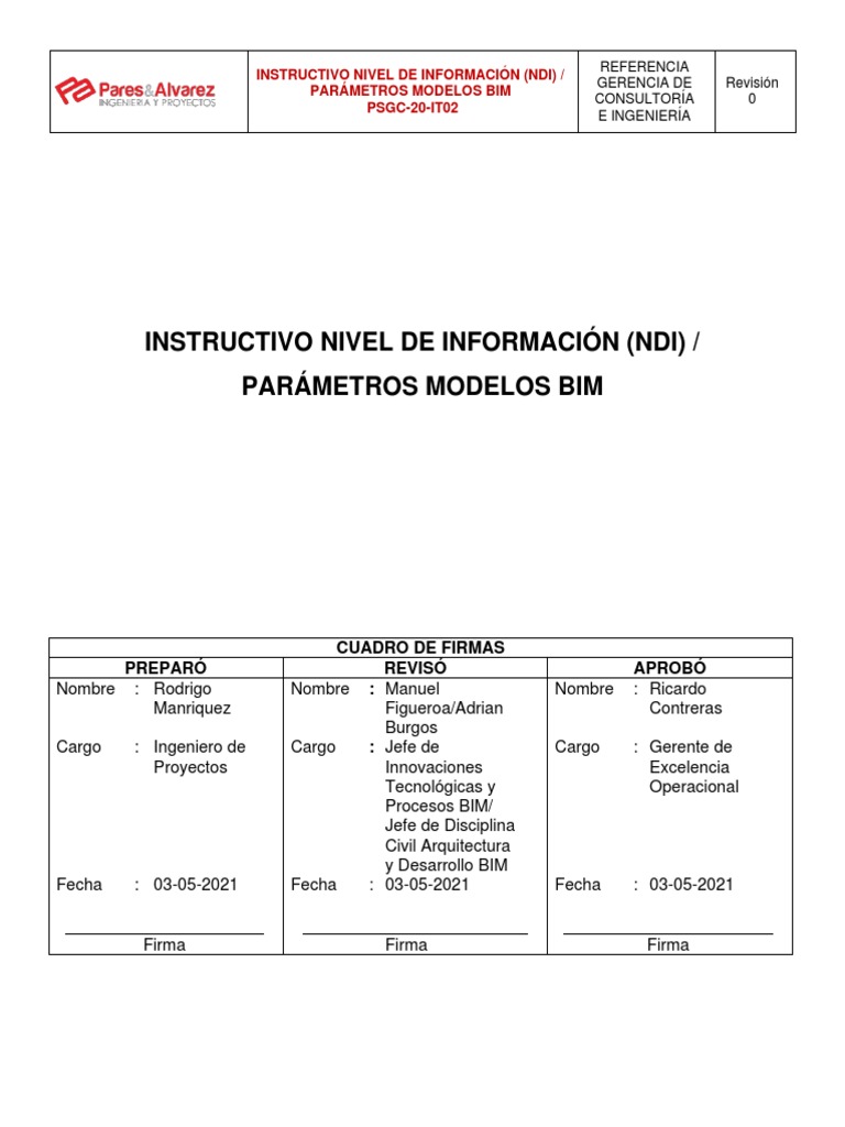 PSGC-20-IT02 Nivel de Información Parámetros Modelos BIM | PDF