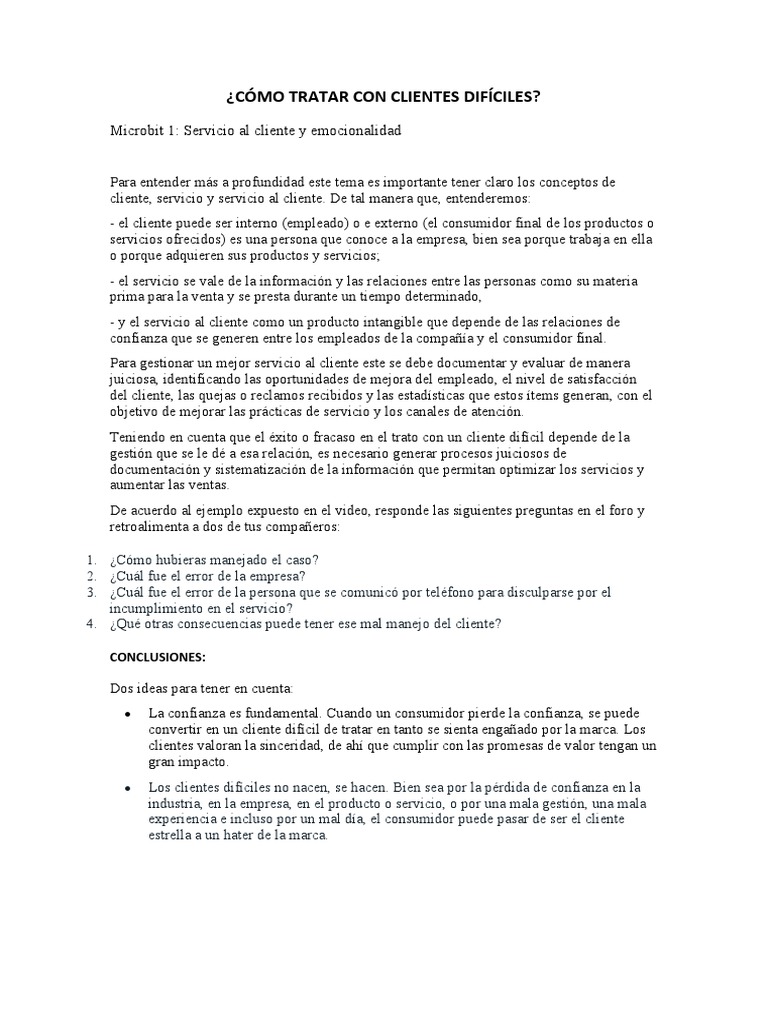 Cómo Tratar Con Clientes Difíciles Pdf