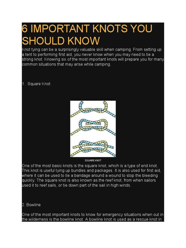 6 Important Knots You Should Know | PDF | Knot | Rope