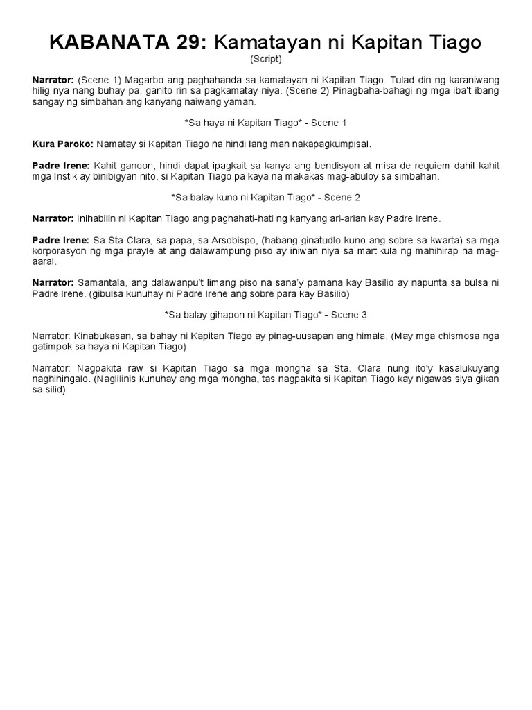 KABANATA 29 Script - El Filibusterismo | PDF